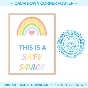Calm Down Corner Poster, Kids Rainbow Boho Poster Digital, Calming ...