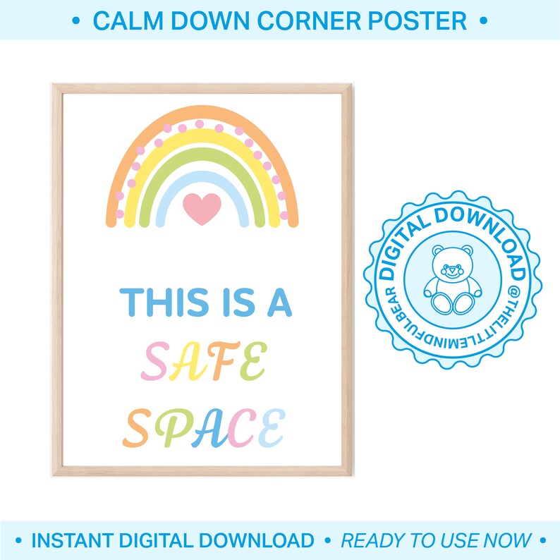 Calm Down Corner Poster Kids Rainbow Boho Poster Digital - Etsy
