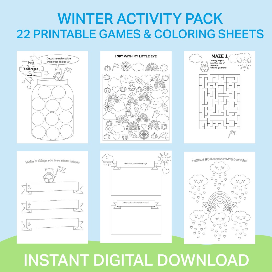 Winter Activity Printables for Kids Fall Coloring Pages and - Etsy