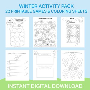 Winter Activity Printables for Kids Fall Coloring Pages and - Etsy