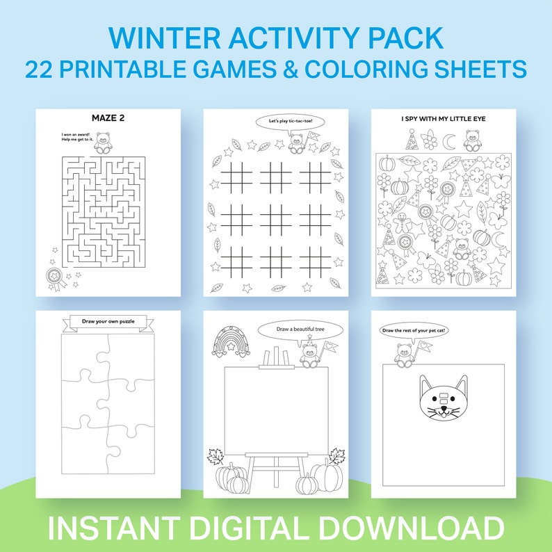 Winter Activity Printables for Kids Fall Coloring Pages and - Etsy