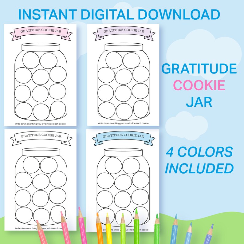 Gratitude Jar Printable Kids, Mindfulness Coloring Activity Children ...