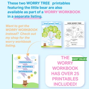 Worry Tree Worksheet Printable, Kids Anxiety Relief Workbook, Self ...