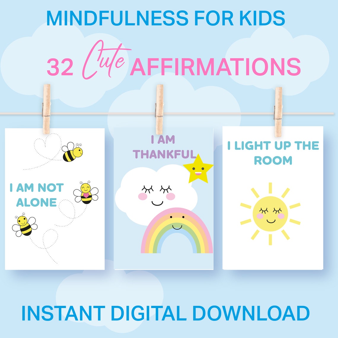 Cute Affirmation Cards Printable for Kids, Positive Kindness Cards ...