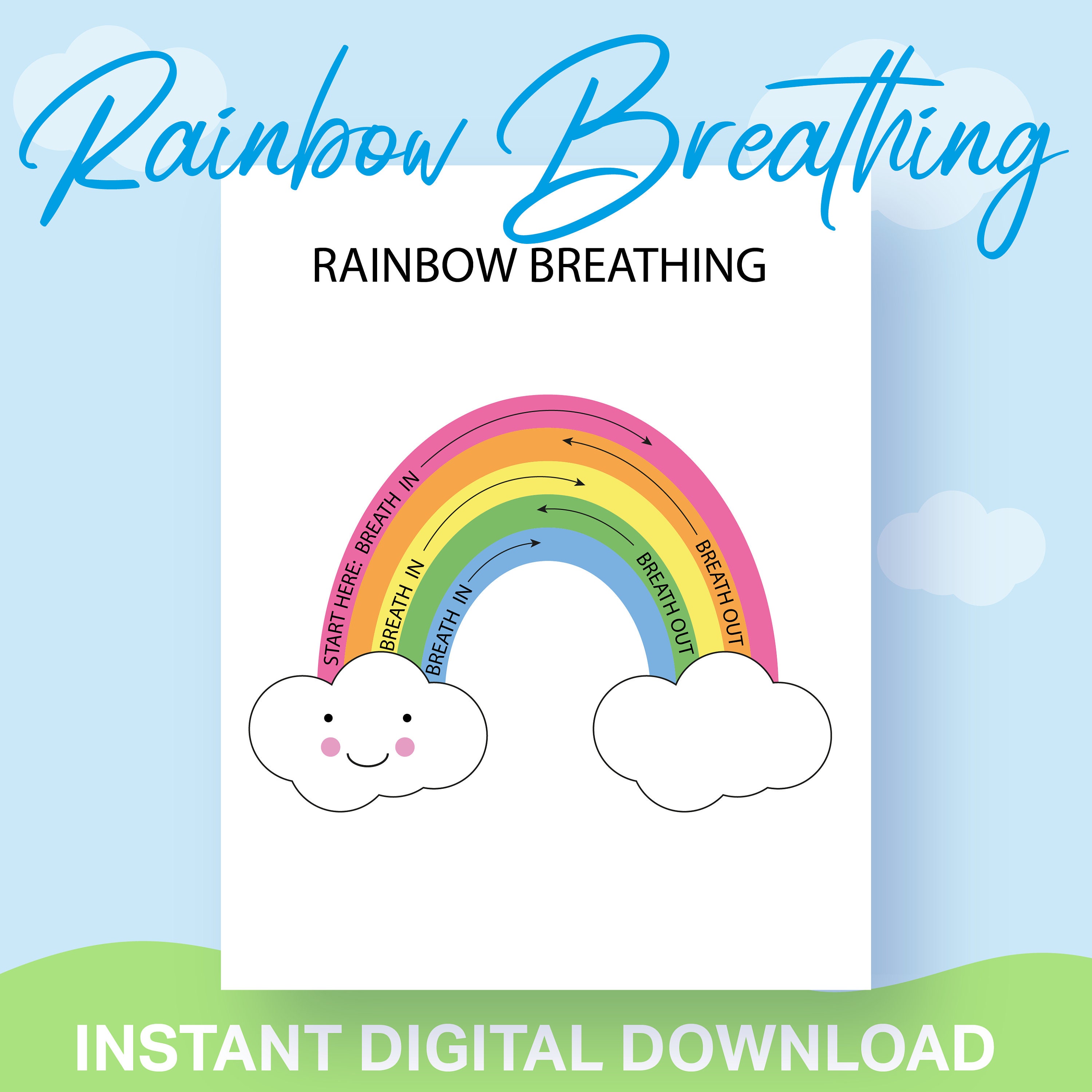 Finger Tracing Deep Breathing Exercise Kids, Mindful Activity Calm Down ...