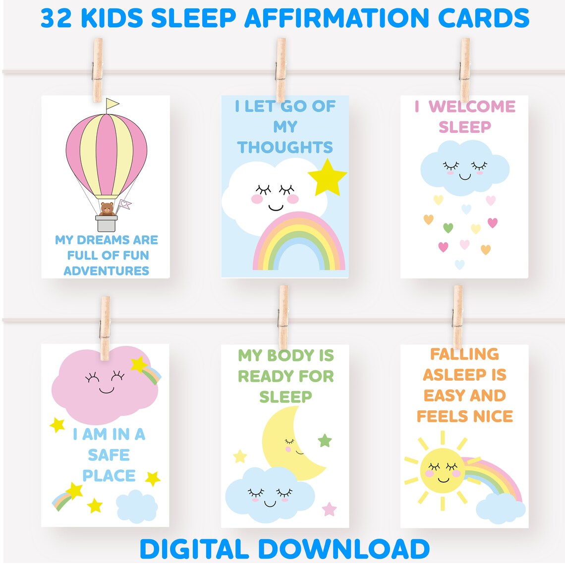 Sleep Affirmation Cards Printable for Kids Calming Corner - Etsy UK