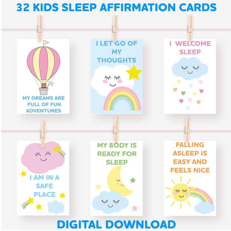 Sleep Affirmation Cards Printable for Kids Calming Corner - Etsy UK