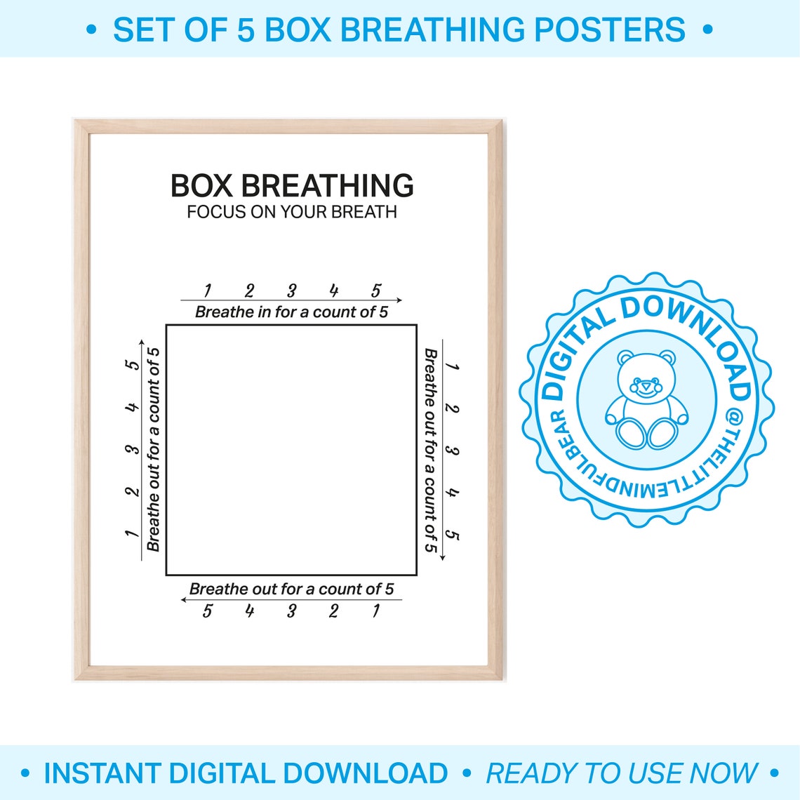 Bundle Box Breathing Posters, Mental Health Poster, Therapy Counselor ...