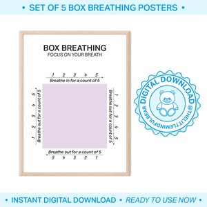 Bundle Box Breathing Posters, Mental Health Poster, Therapy Counselor ...