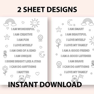 Positive Affirmations Coloring Pages for Kids Digital - Etsy UK