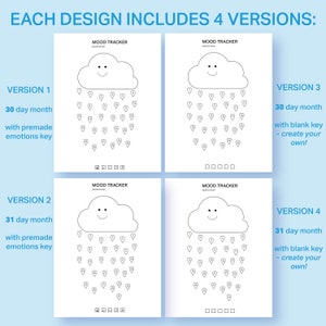 Mood Tracker Bundle Printable, 12 Designs Emotions Tracker Digital ...