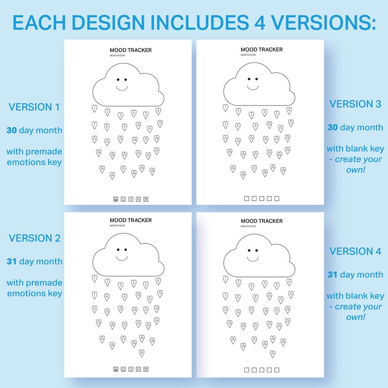 Mood Tracker Bundle Printable 12 Designs Emotions Tracker - Etsy