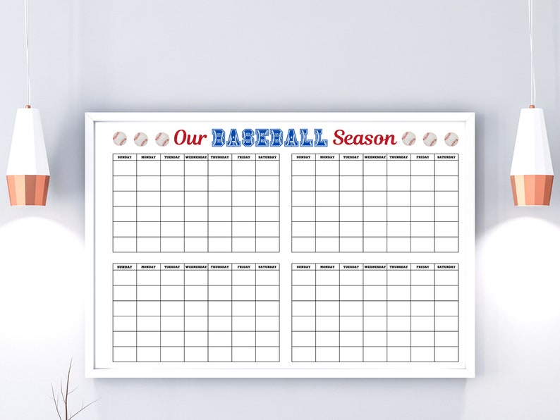 Printable Baseball Wall Calendar-family Planner-sport Team - Etsy
