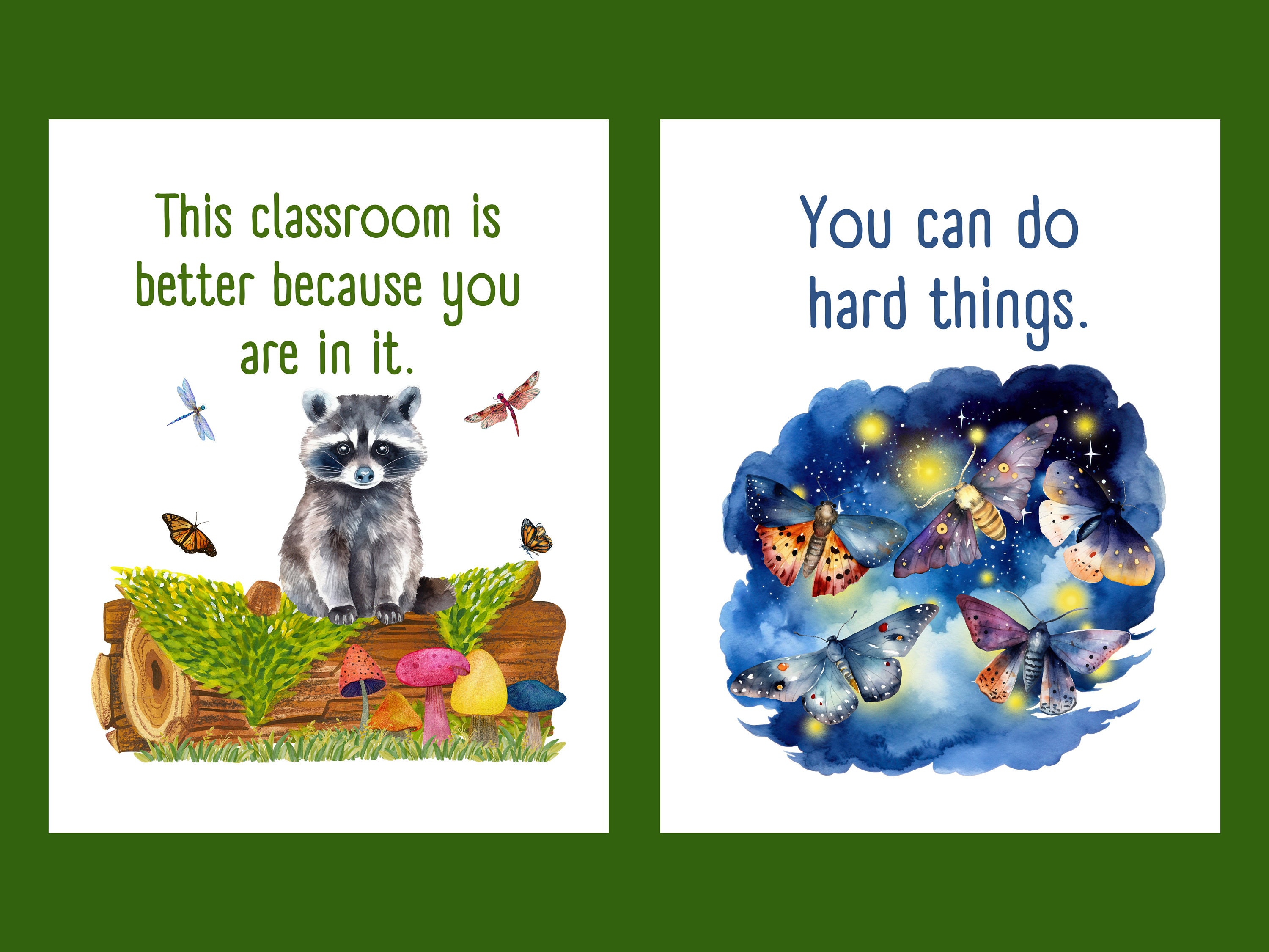 Set of 4 POSTERS in 3 SIZES Woodland Theme Growth Mindset - Etsy