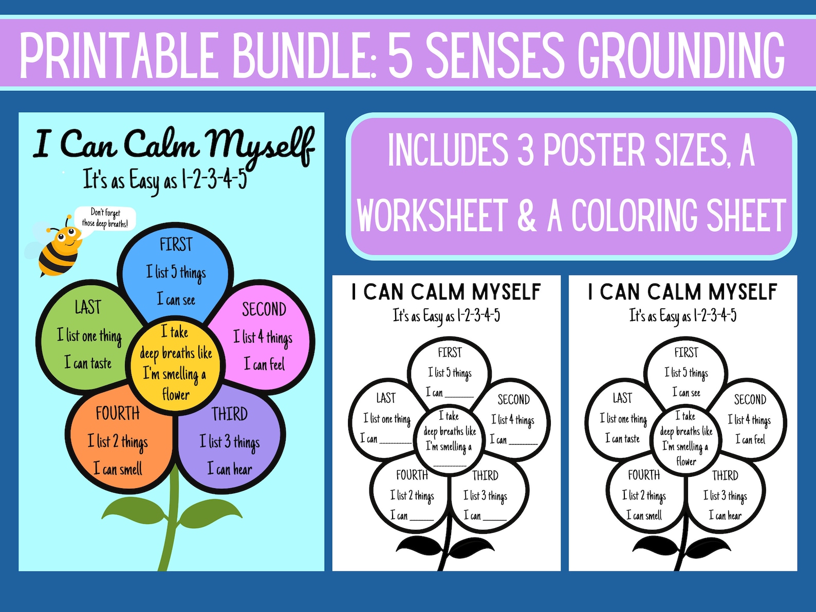 Five Senses Grounding Printables Bundle-classroom - Etsy Canada