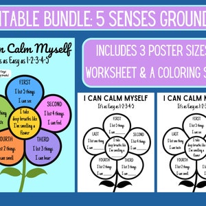 Five Senses Grounding Printables Bundle-classroom Calm-mindfulness Kids ...