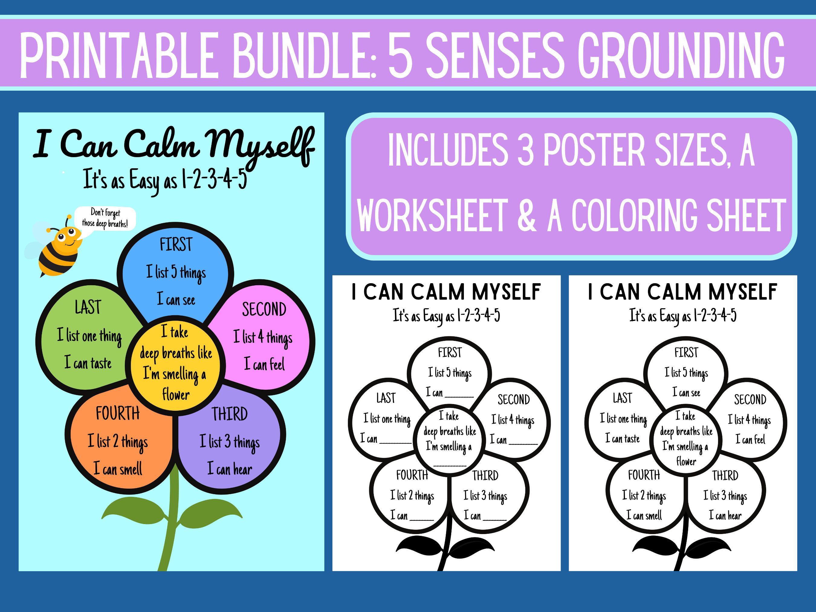 Five Senses Grounding Printables Bundle-classroom - Etsy Canada