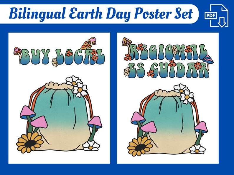 Printable Spanish English Earth Day Poster Set-retro-esl - Etsy