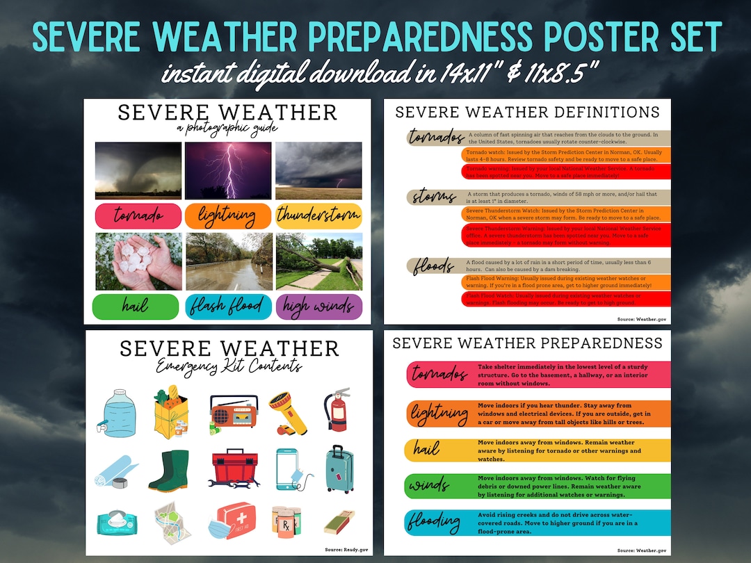 Severe Weather Preparedness Poster Set-weather Aware-spring Storm ... Severe Weather Preparedness Poster Set-weather Aware-spring Storm ...