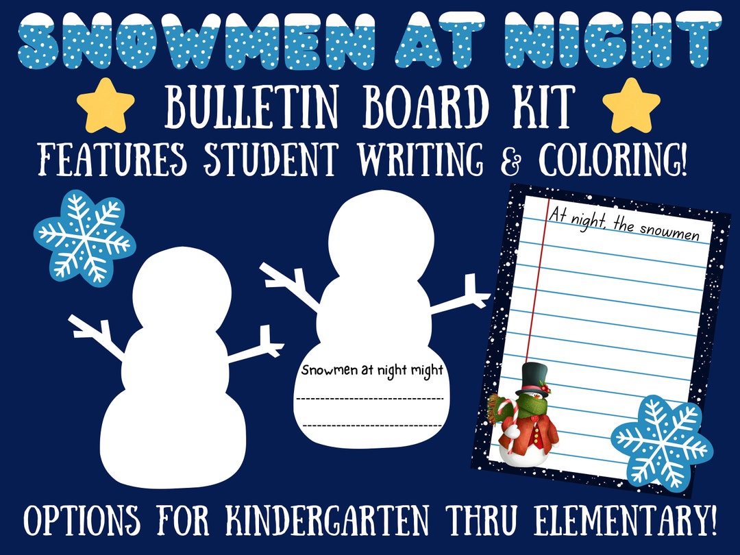 Snowmen at Night Writing Bulletin Board Kit-classroom Decor Set ...