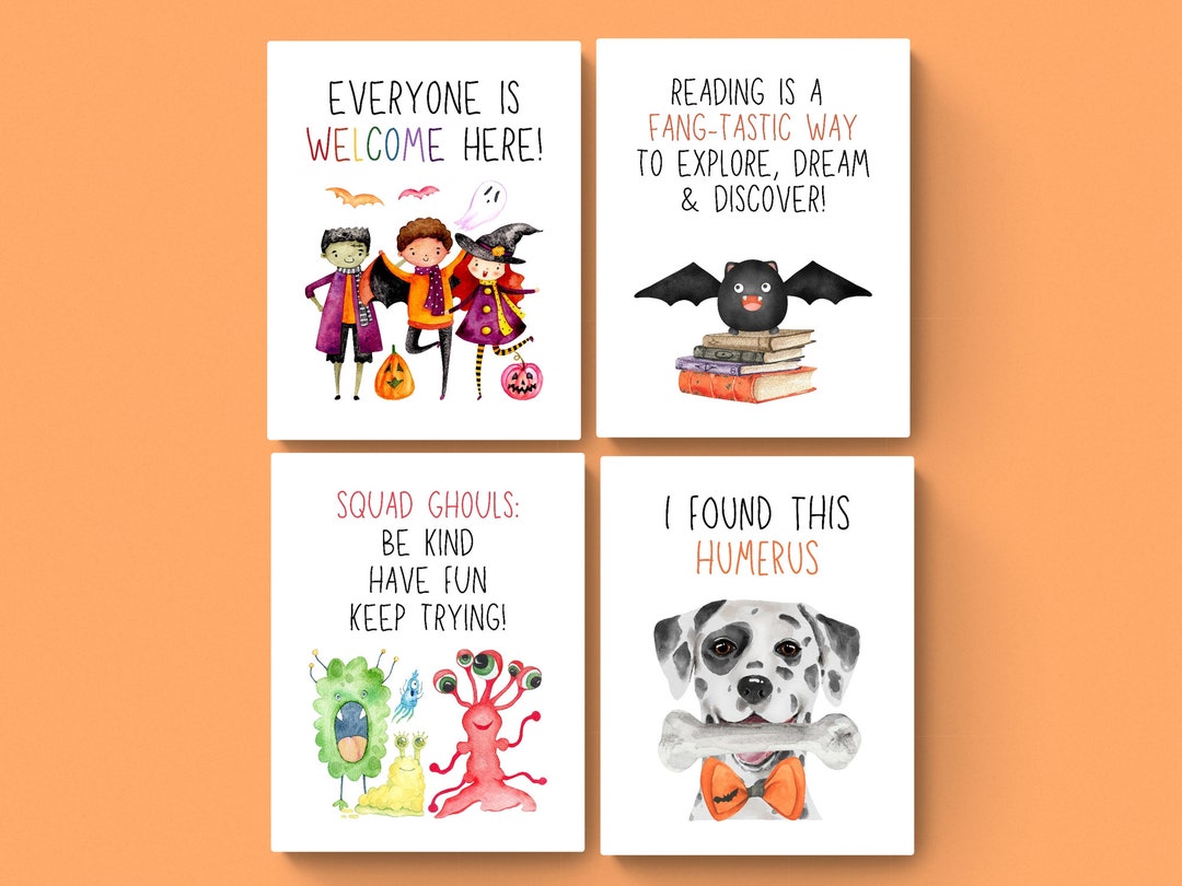 SET of 4 POSTERS in 4 SIZES Halloween Fall Themed Elementary Classroom ...