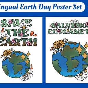 Printable Spanish + English Earth Day Poster Set-retro-esl ...
