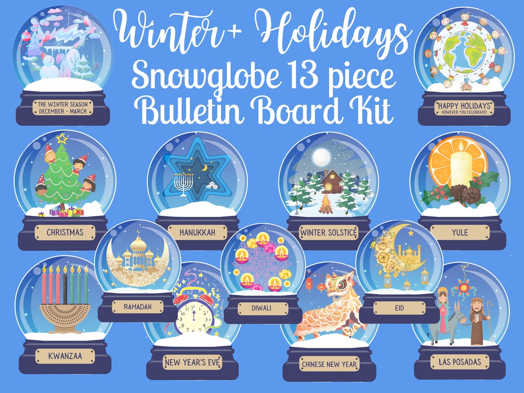 Snowglobe Winter Holiday Bulletin Board Kit-set-classroom Decor Bundle ...