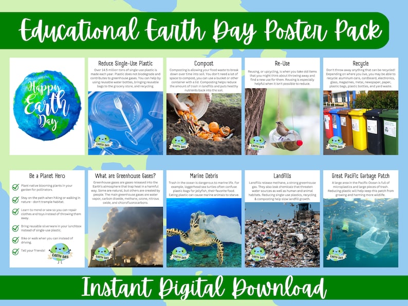 Printable Educational Earth Day Poster Set-environmental-environmental ...
