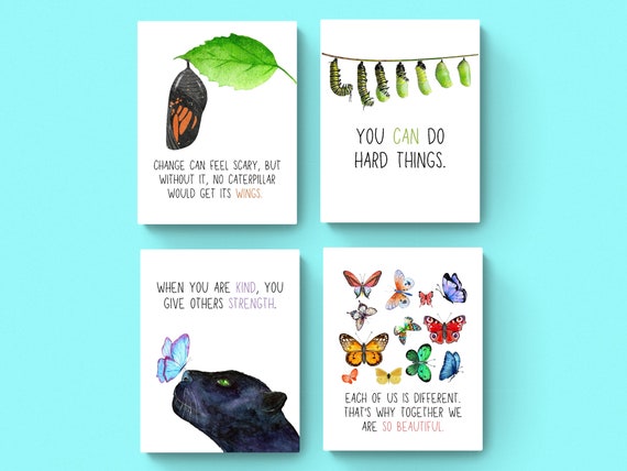 SET of 4 POSTERS in 4 SIZES Butterfly Nature Themed Classroom - Etsy