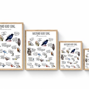 4 SIZES Backyard Bird Song Calls Mnemonics Print-birding Poster ...