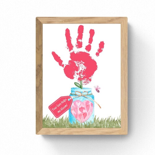 Flower Handprint Art Craft Mother's Day Personalized - Etsy