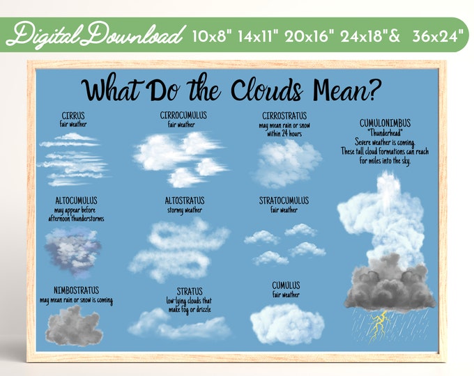 Cloud Types Science ID Poster-weather Prediction-meteorology-stem ...