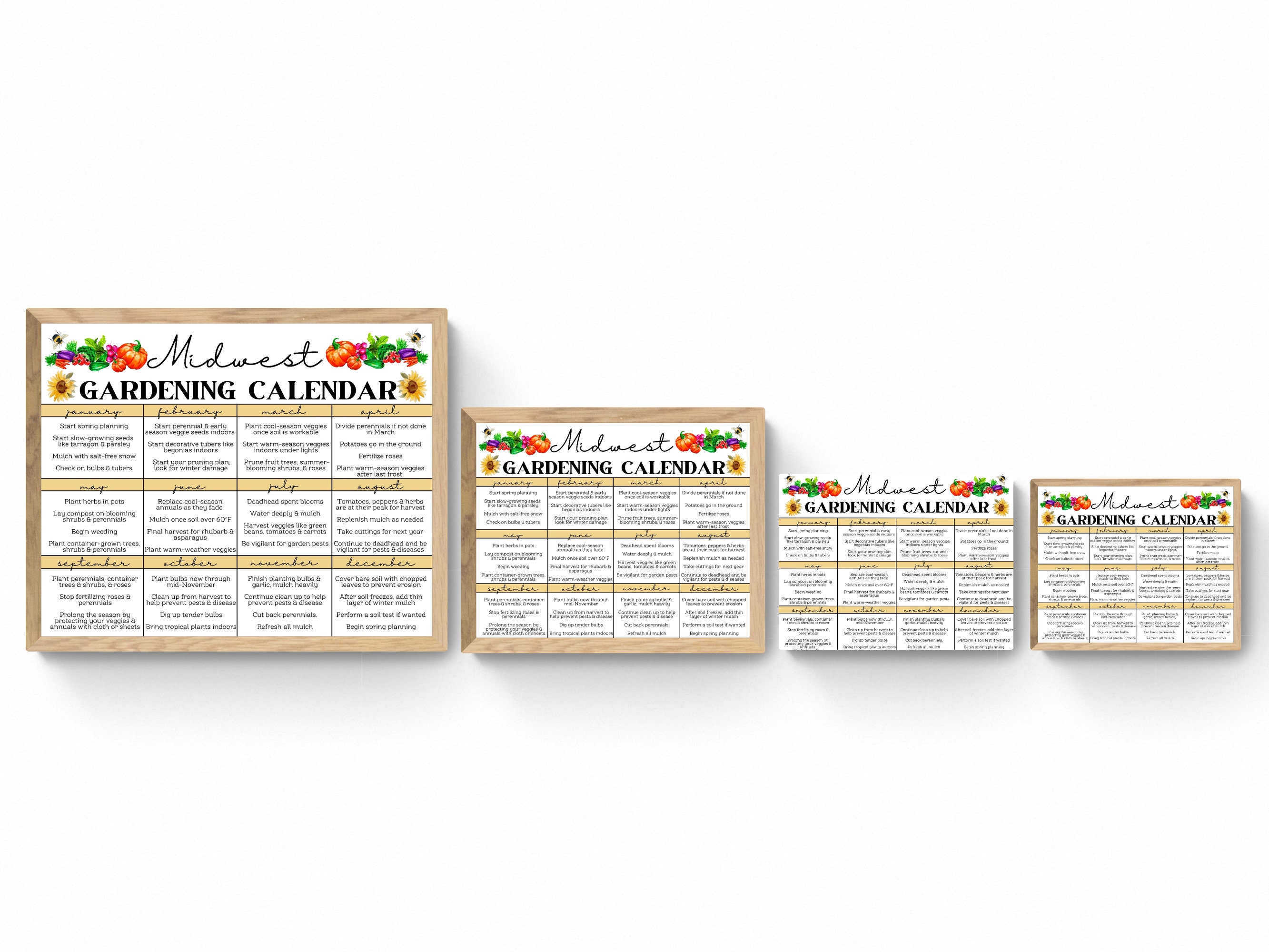 4 Sizes-midwest Garden Planner-schedule Timetable-planting Plan ...