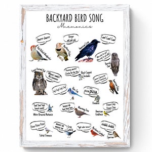 4 SIZES Backyard Bird Song Calls Mnemonics Print-birding Poster ...