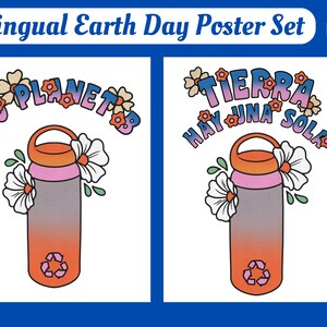 Printable Spanish + English Earth Day Poster Set-retro-esl ...