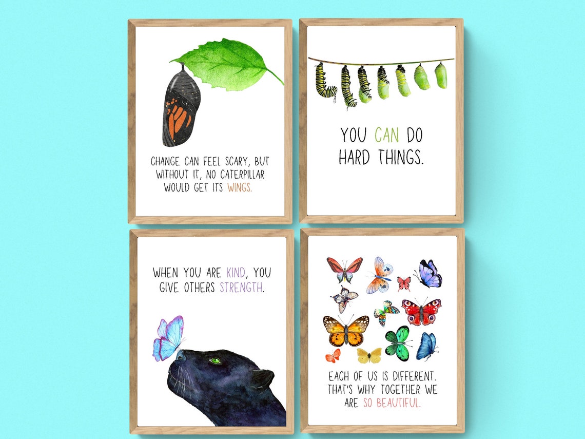SET of 4 POSTERS in 4 SIZES Butterfly Nature Themed Classroom - Etsy