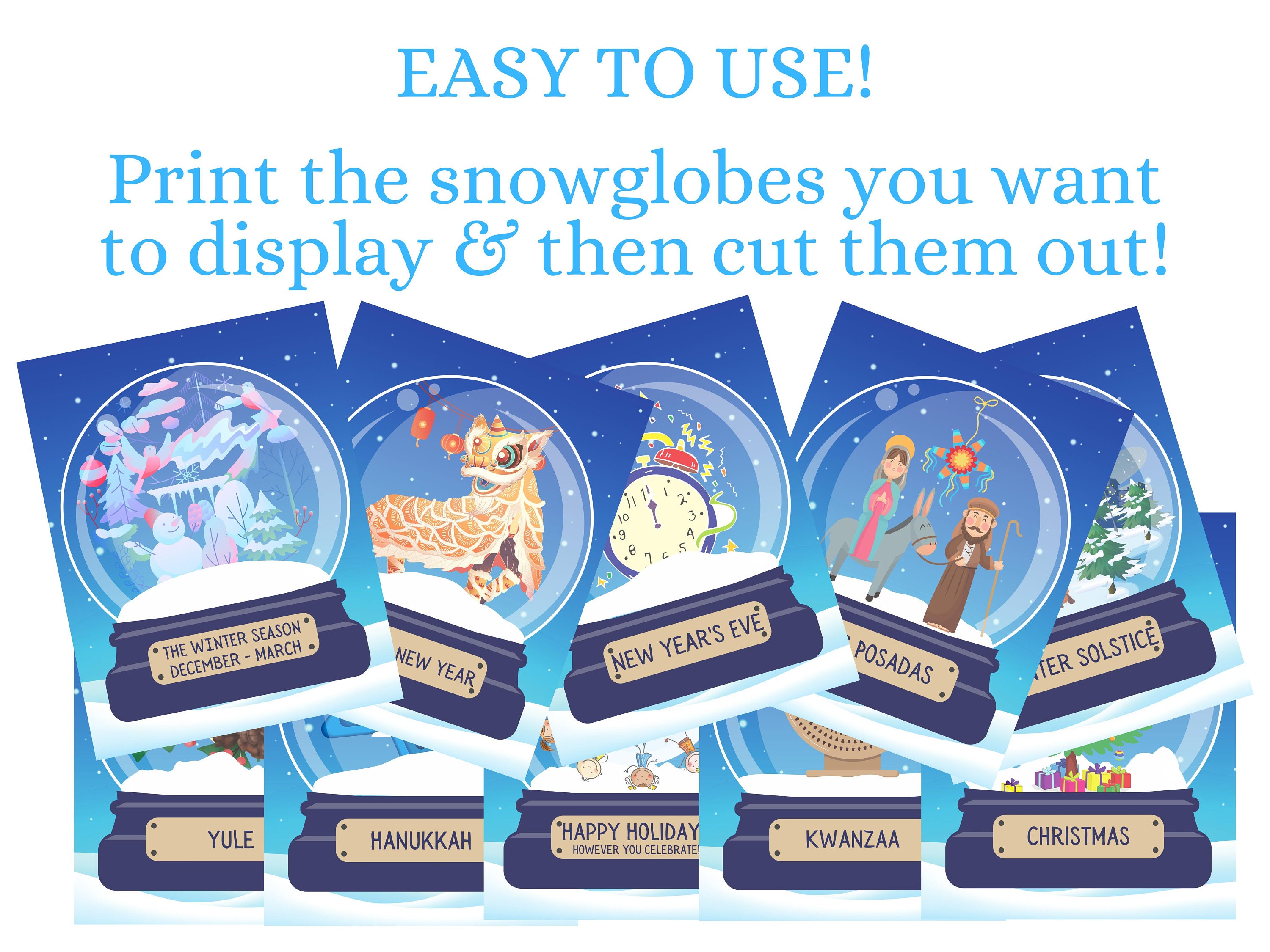 Snowglobe Winter Holiday Bulletin Board Kit-set-classroom - Etsy