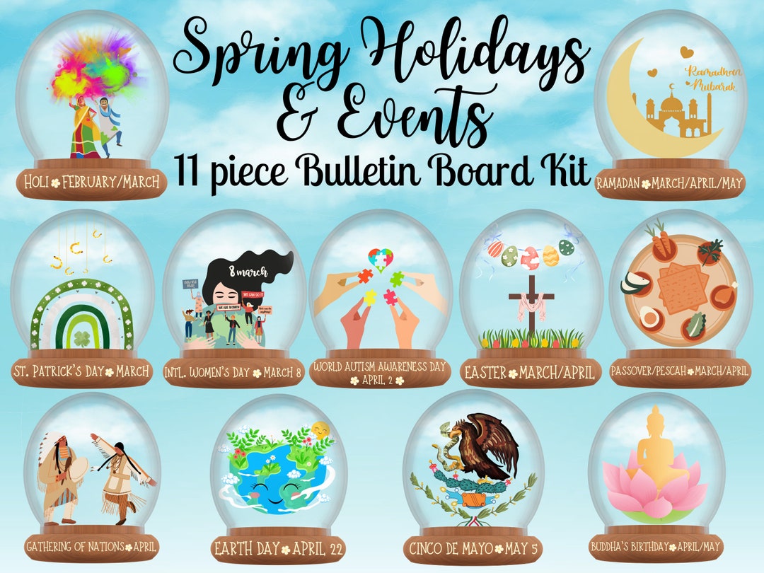 Bulletin Board Kit Spring Holidays-set-classroom Decor Bundle-inclusive ...