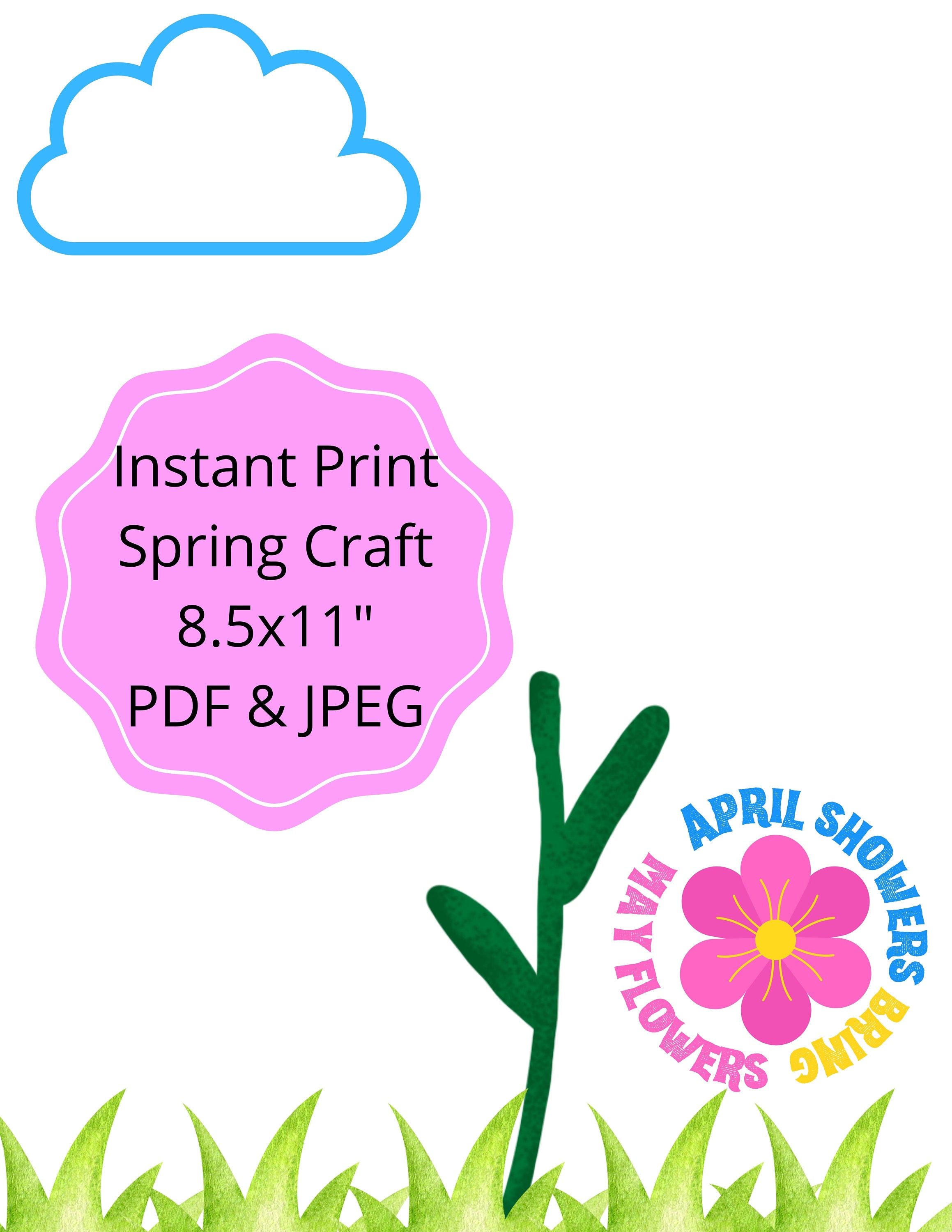 Spring Fingerprint Handprint Craft Printable-april Showers - Etsy