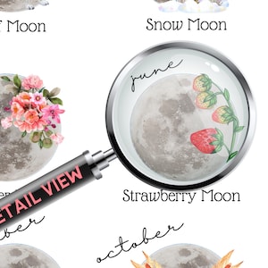 Full Moon Names by Month Print-educational Chart-astronomy Guide Poster ...