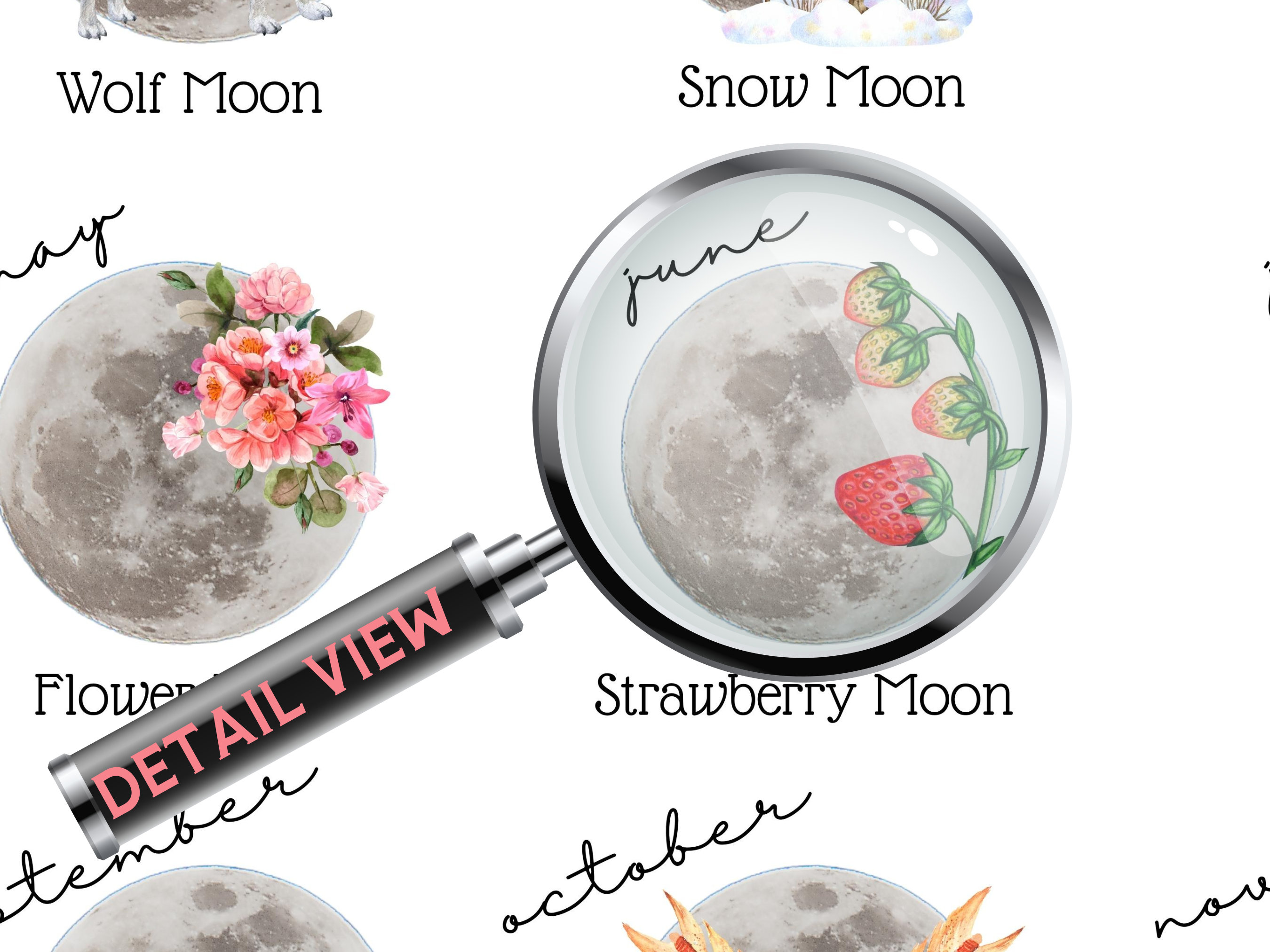 Full Moon Names by Month Print-educational Chart-astronomy Guide Poster ...