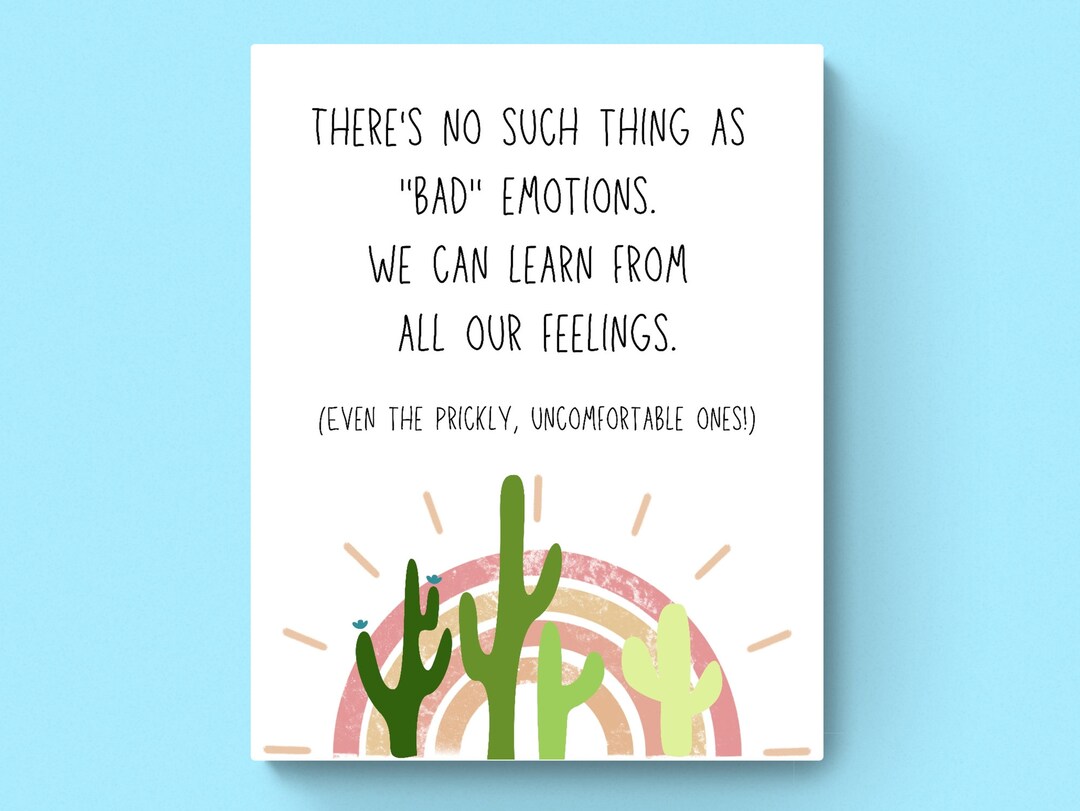 5 Sizes-no Bad Emotions Print-feel Feelings-elementary Classroom Decor ...