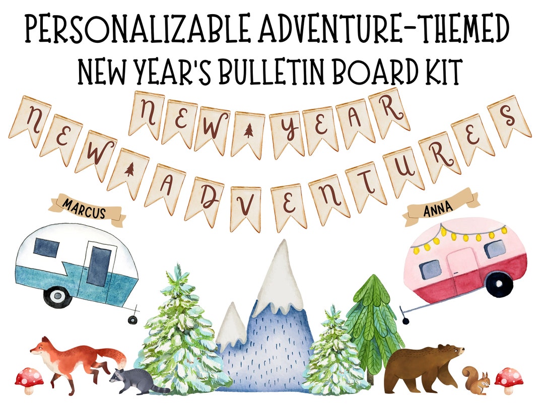 New Years Woodland Adventure Bulletin Board Kit-nature Mountain Set ...