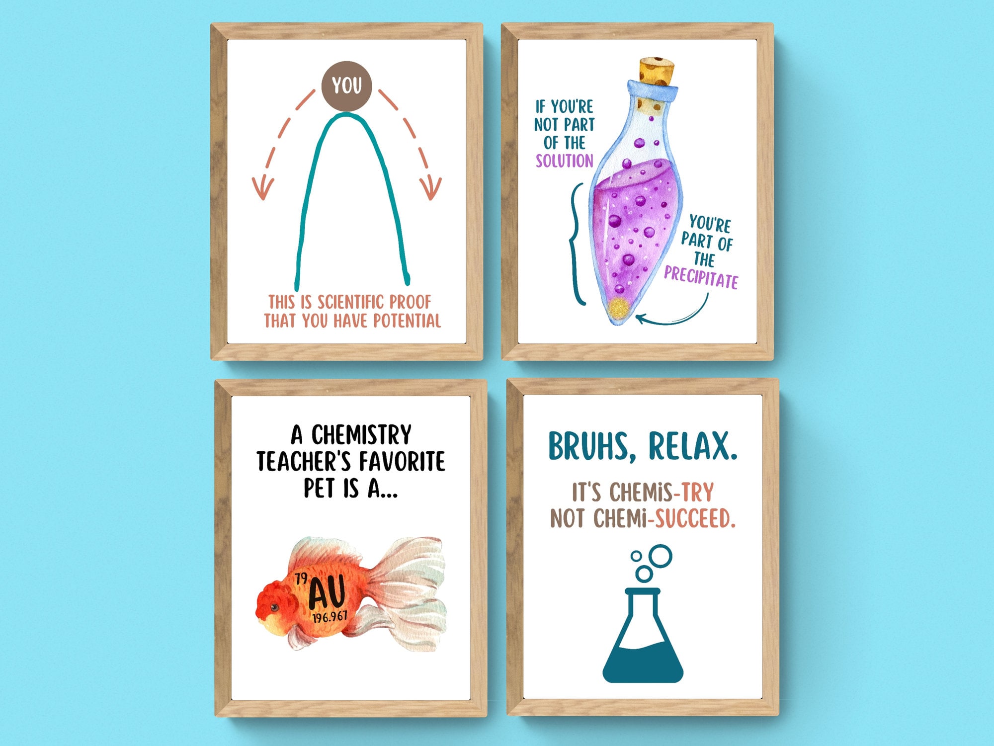 Set of 4 Science Prints in 5 Sizes Chemistry Classroom - Etsy