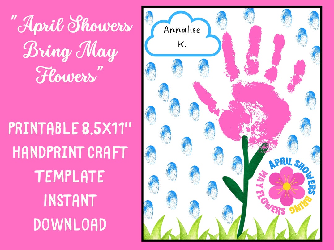 Spring Fingerprint + Handprint Craft Printable-april Showers May ...