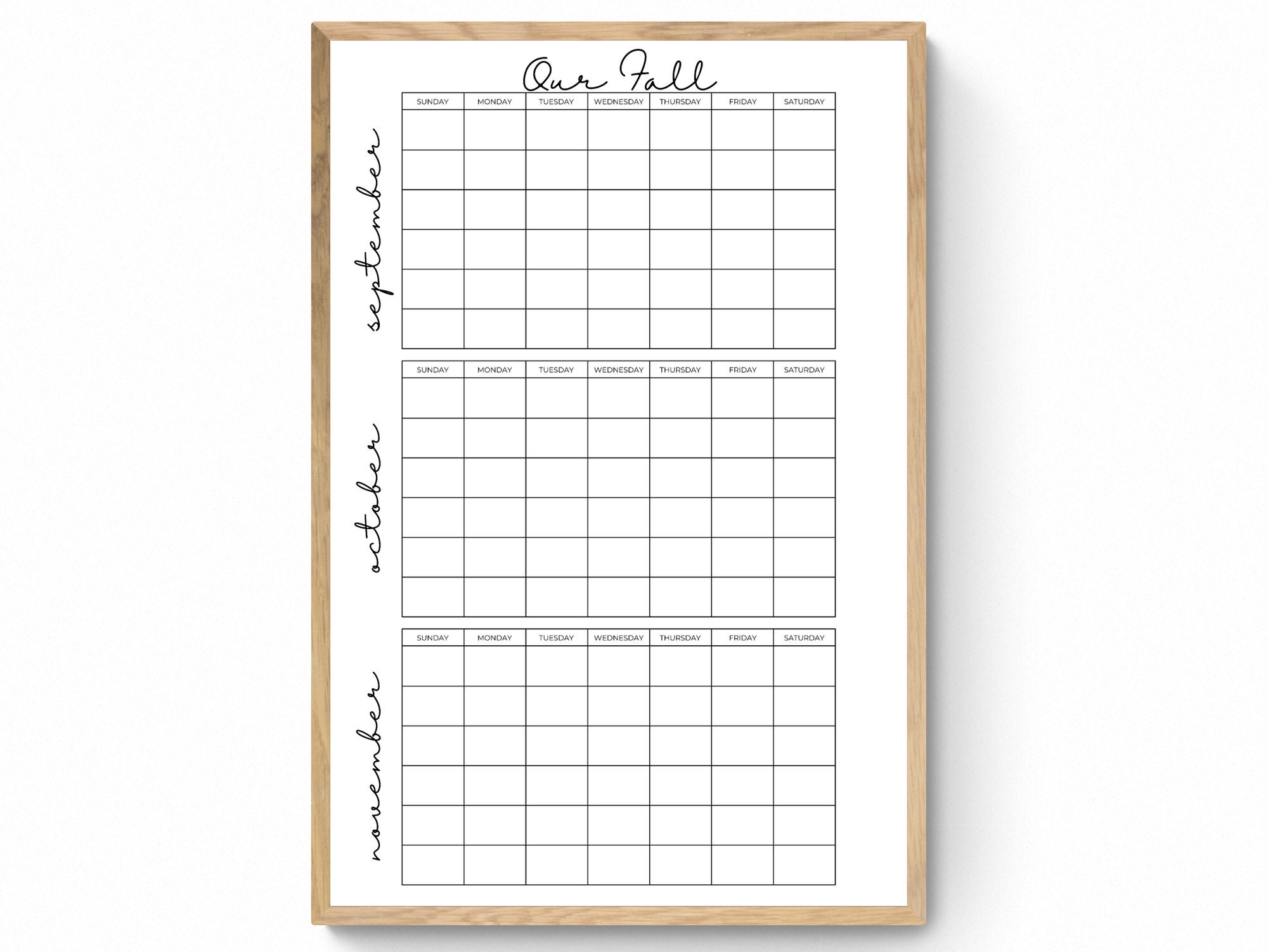 XL Fall Autumn Wall Calendar Planner-home Office Entryway-giant Huge ...