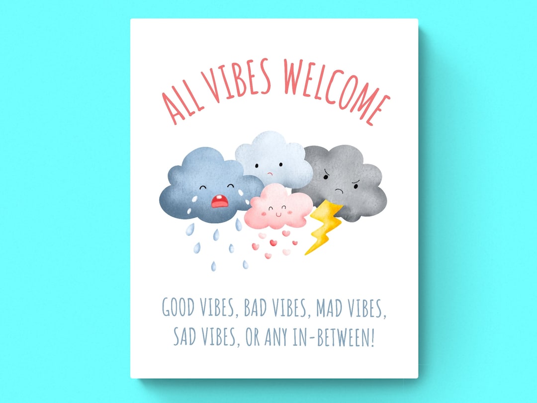 5 Sizes-all Vibes Welcome Print-guidance Counselor Therapy Classroom ...