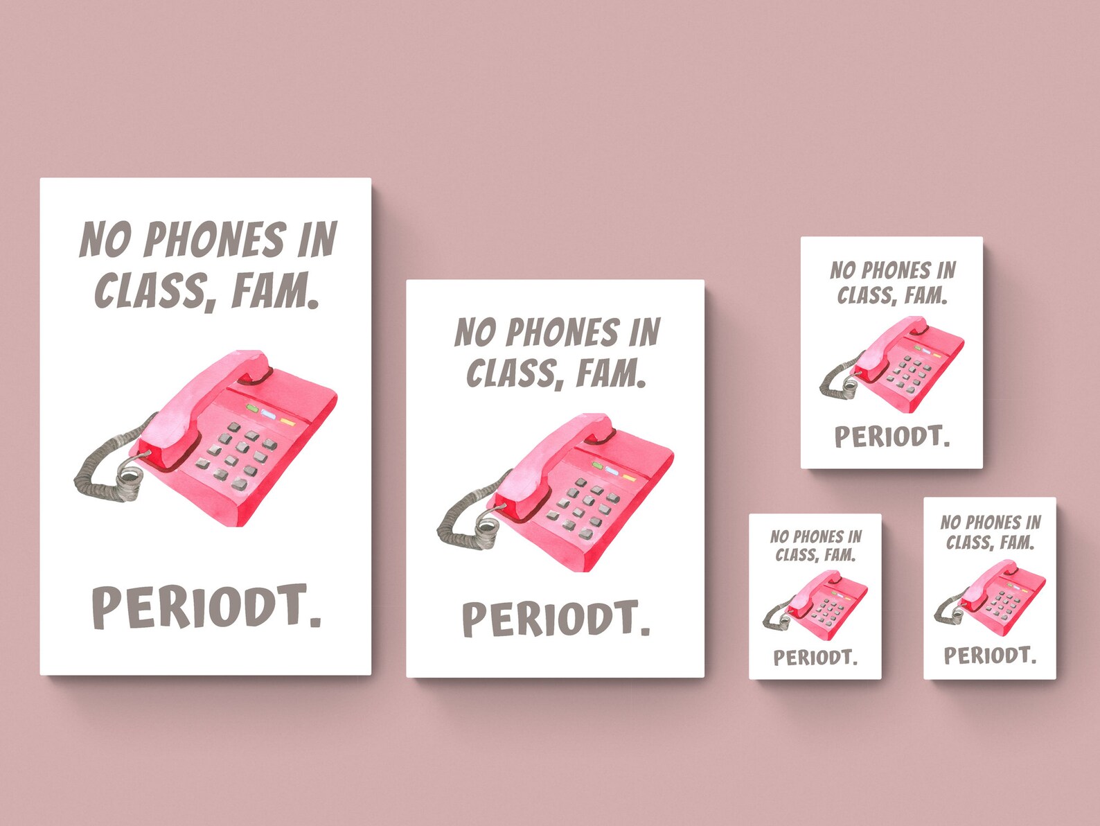 5 Sizes-funny Retro No Phones Sign-classroom Rules Poster-teen Teenager ...