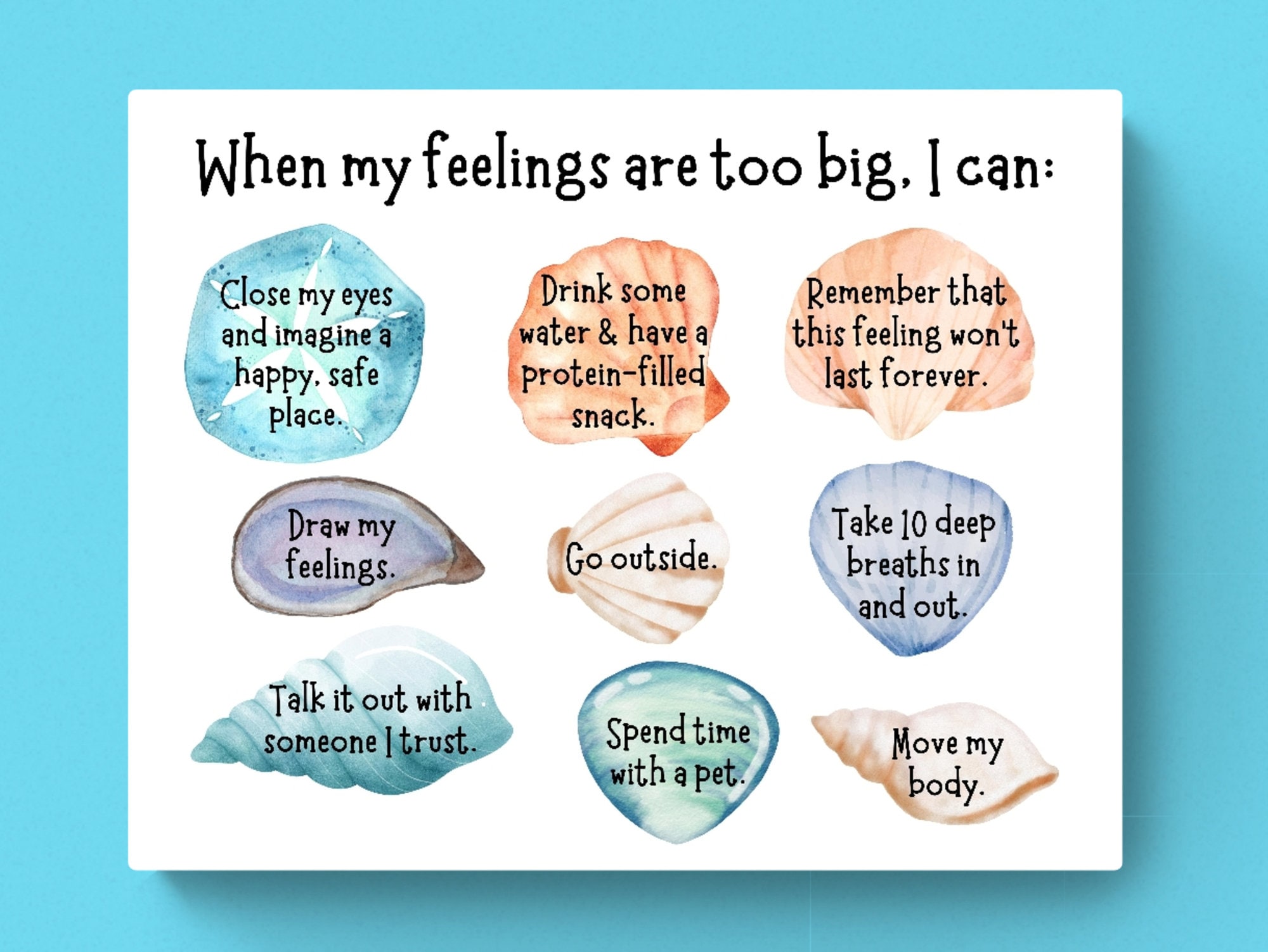 SET of 4 POSTERS in 4 SIZES! Calm Down Corner Ocean Themed Classroom ...