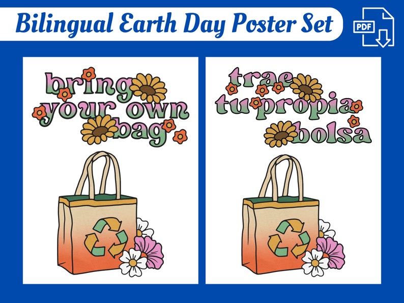 Printable Spanish + English Earth Day Poster Set-retro-esl ...
